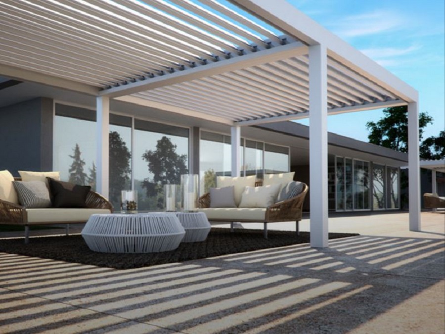 Pergole bioclimatiche-pergola bioclimatica a lamelle orientabili